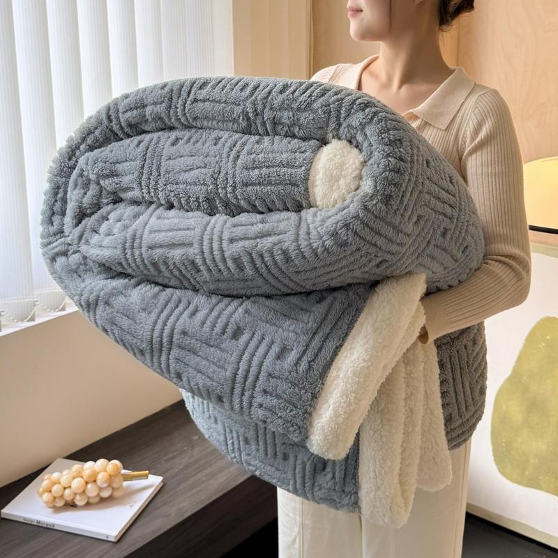 Double Sided Thickened Blanket, 1 Count Soft Comfortable Warm Bedding ...