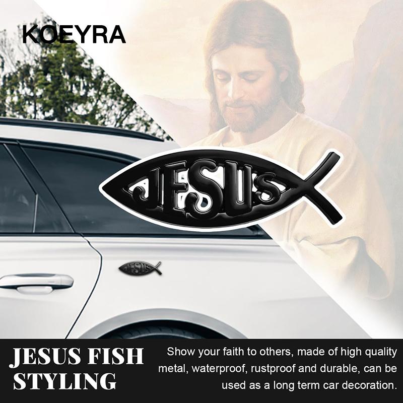 Jesus Fish Decal Car Sticker 3D Chrome Logo Religious God Christ ...