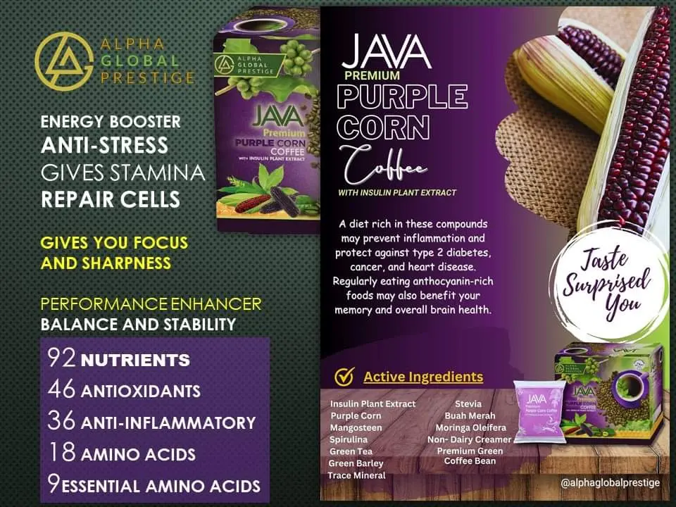 Alpha Global Prestige JAVA PREMIUM PURPLE CORN COFFEE with Insulin ...