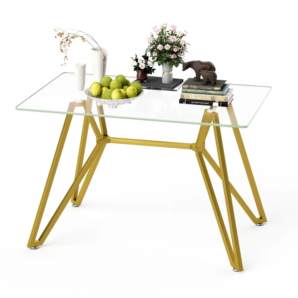 47.3-inch rectangular glass dining table, suitable for 1-6 people ...