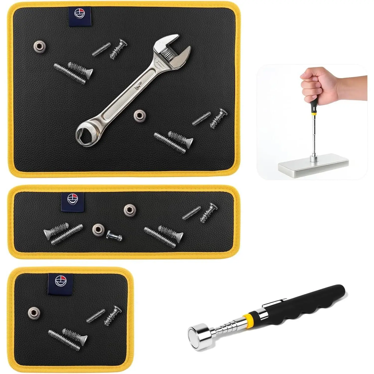 Tool Mat Set, 4 Pack Tool Mat Set with Telescoping Pickup Tool | 40LB ...