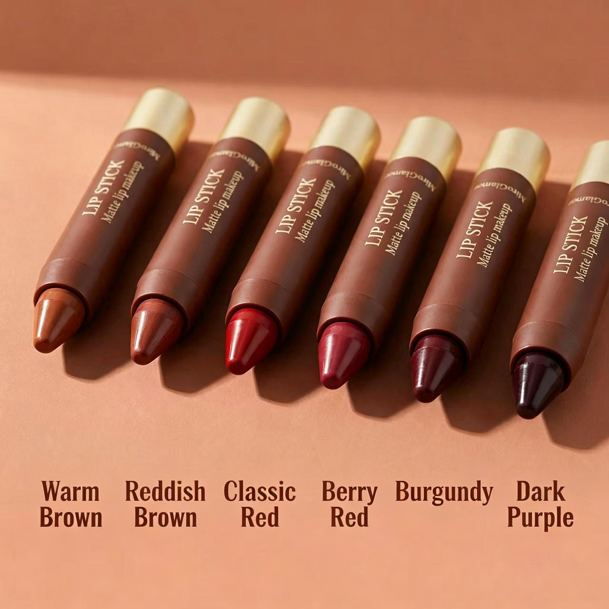 Mooglamor 6Pcs Matte Creamy Lipstick Pencil Set Long Lasting Makeup ...