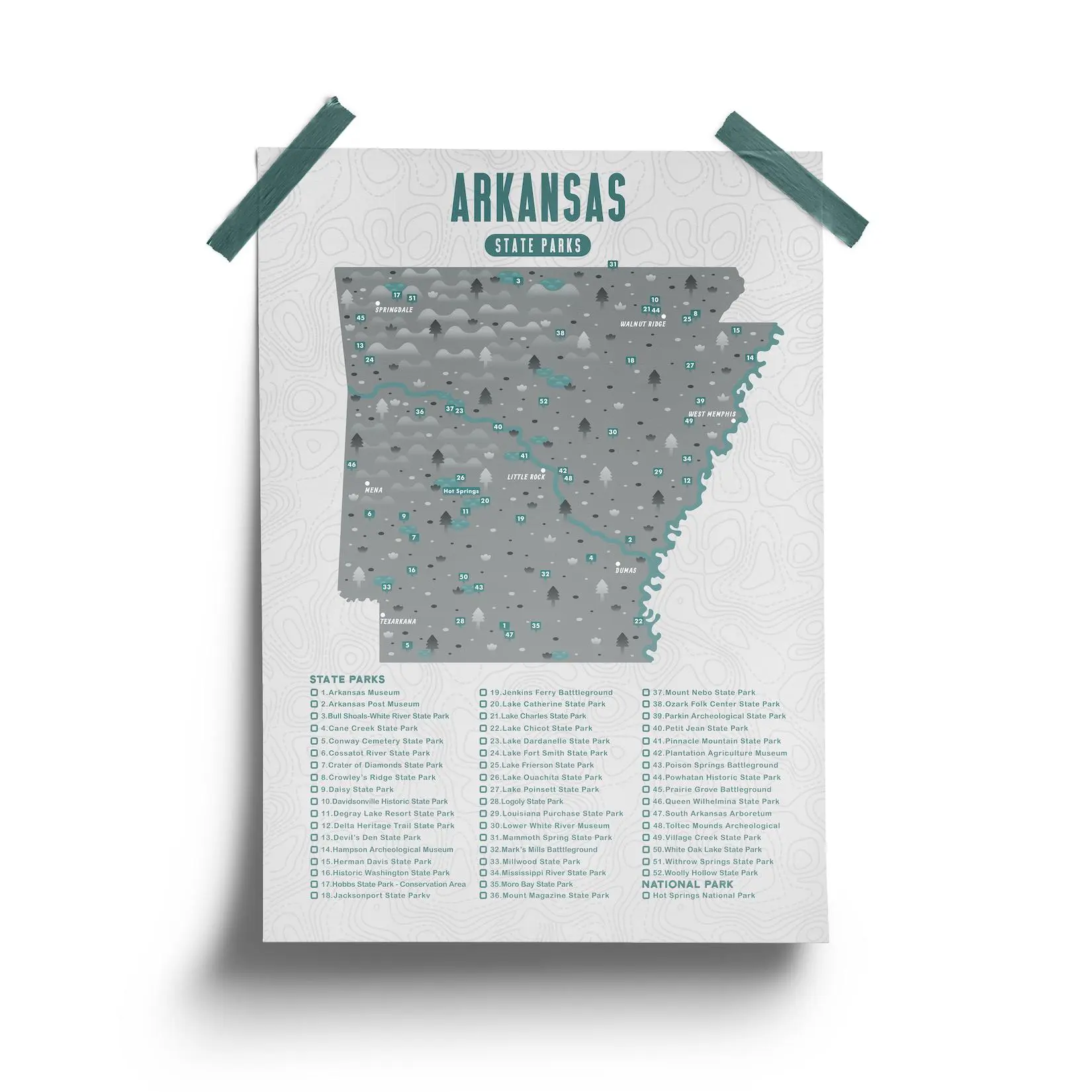 Arkansas State Park Map - Checklist - TikTok Shop