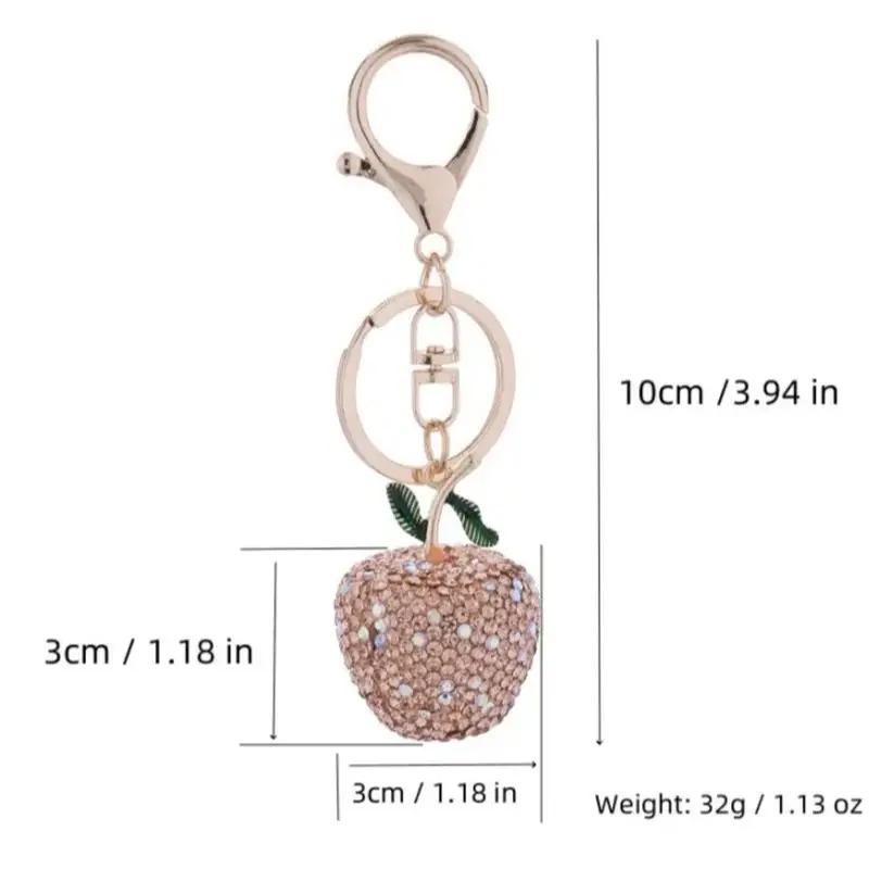 Handmade Rhinestone Apple Keychain, Keychain for Bags, Cute Casual ...