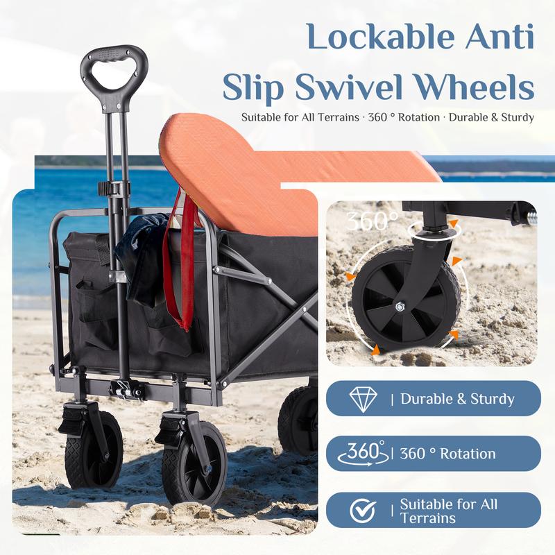 【Labor Day】SweetFurniture Collapsible Foldable Wagon Cart with All ...