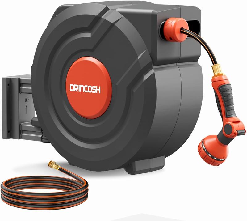 Upgraded Retractable Garden Hose Reels 100 ft X 1/2" PRO Metal Bracket ...