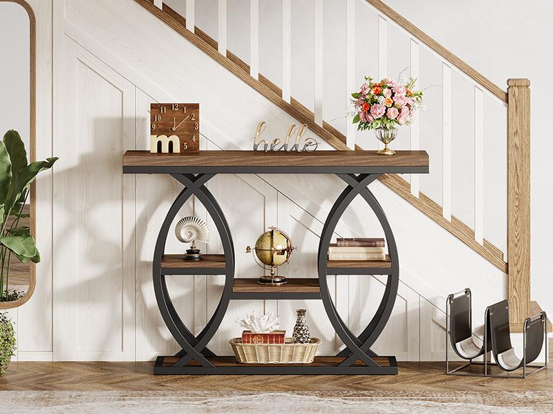 Tribesigns 39.4" Console Table, Industrial 4-Tier Sofa Table Entryway ...