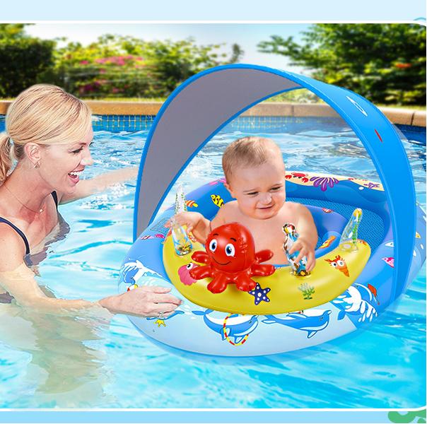 Moosia Baby Pool Float UPF50+ Sun Protection with Cute Animal Toys ...