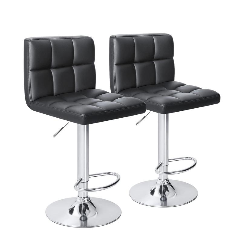 Bar Stools Modern PU Leather Adjustable Swivel Barstools, Armless ...