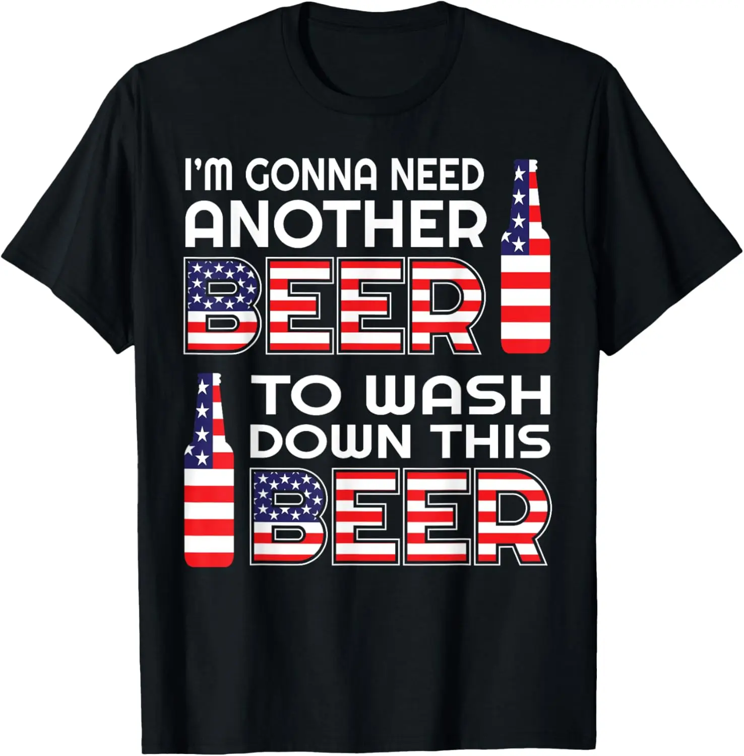 100% Cotton Funny Beer Drinking USA Flag 4th of July T-Shirt T-Shirt ...