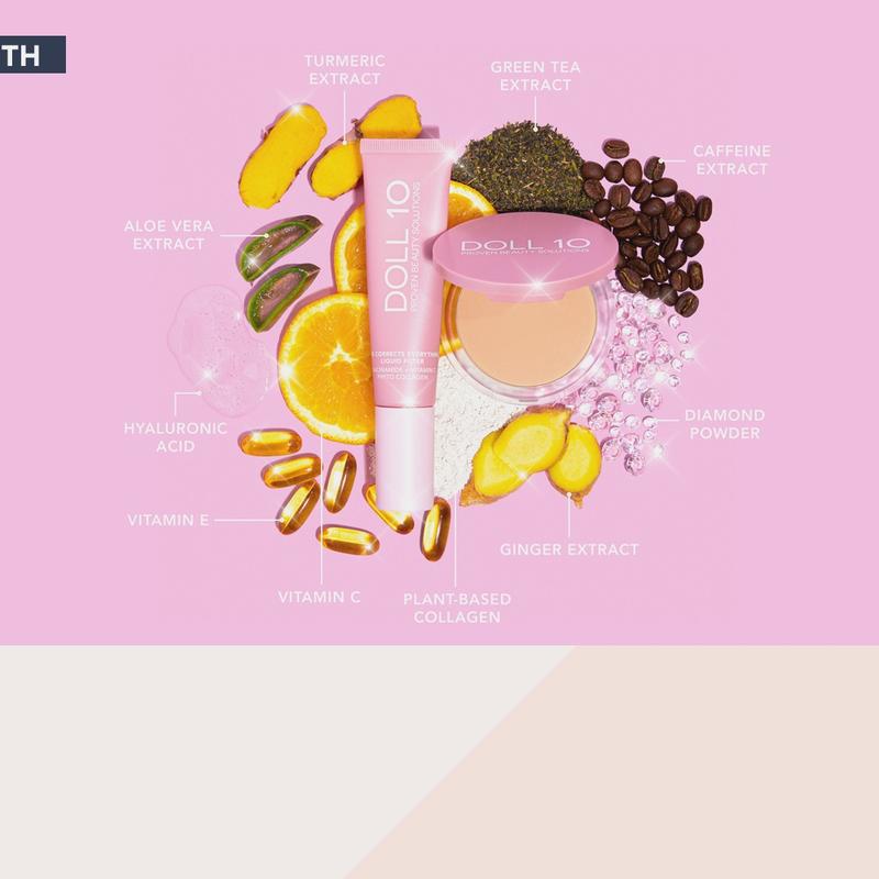 Doll 10 TCE Liquid Filter Foundation with Powder & Brush Concealer ...