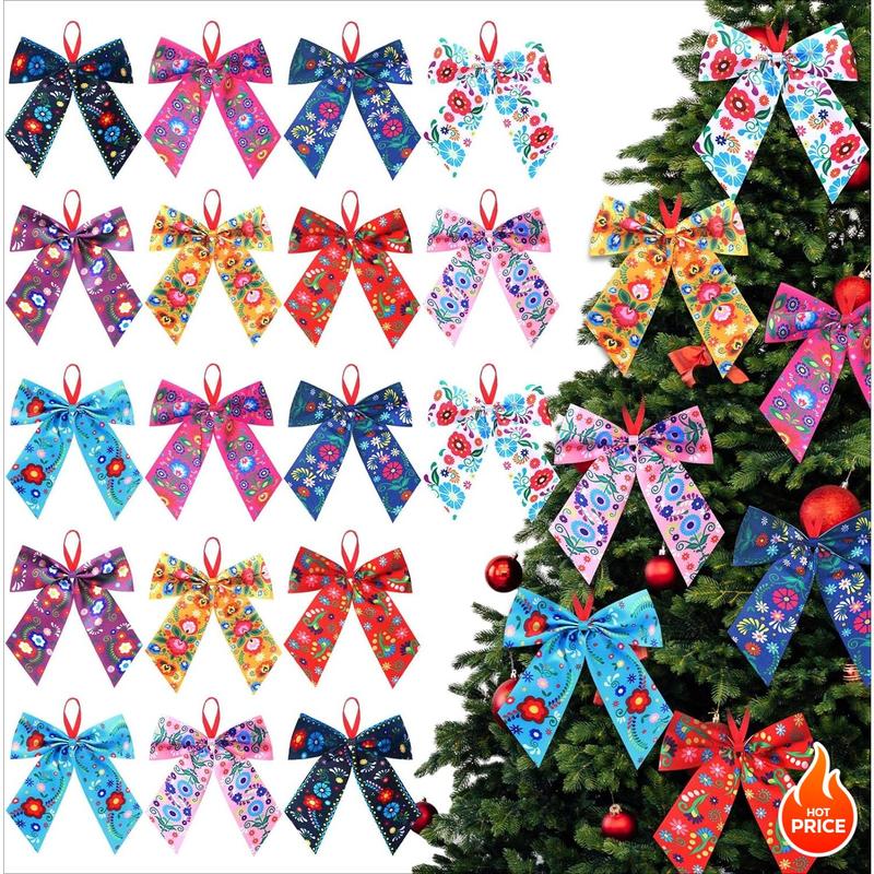 18Pcs Christmas Mexican Bow Tree Ornaments 6.5 Inch Mexican Fiesta ...