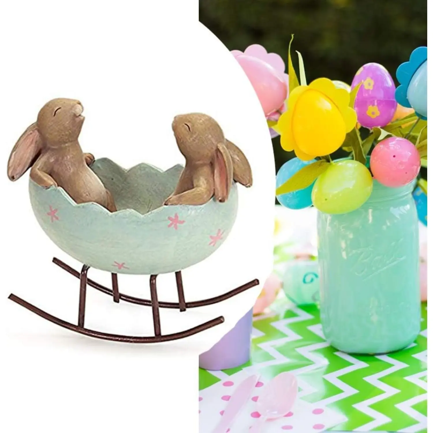 Laughing Bunny Rabbits Rocking in an Easter Egg Cradle Spring Easter ...