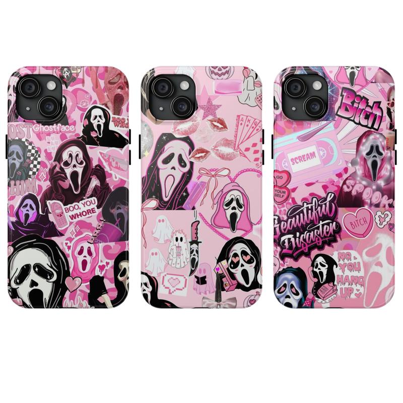 Pink Ghost Face Phone Case – Scream Movie Phone Cover for iPhone 16 15 ...