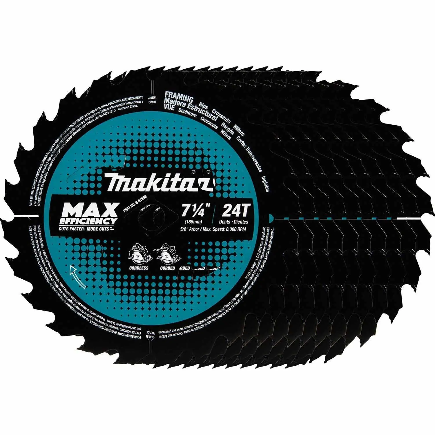 Makita B-61656-10 7-1/4" 24T Carbide-Tipped Ultra-Thin Kerf Framing ...