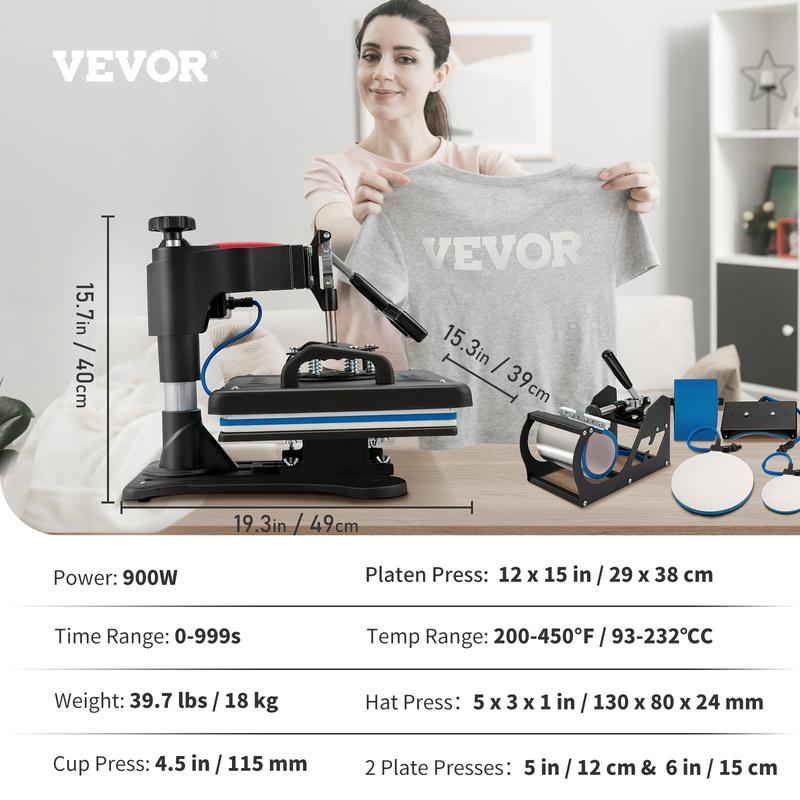 VEVOR Heat Press, TikTokShopBlackFriday, 5 in 1 Heat Press 12x15 ...