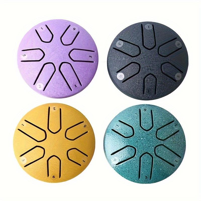 3 Inch 6 Note Steel Tongue Drum, 1 Count Portable Mini Steel Drum with ...