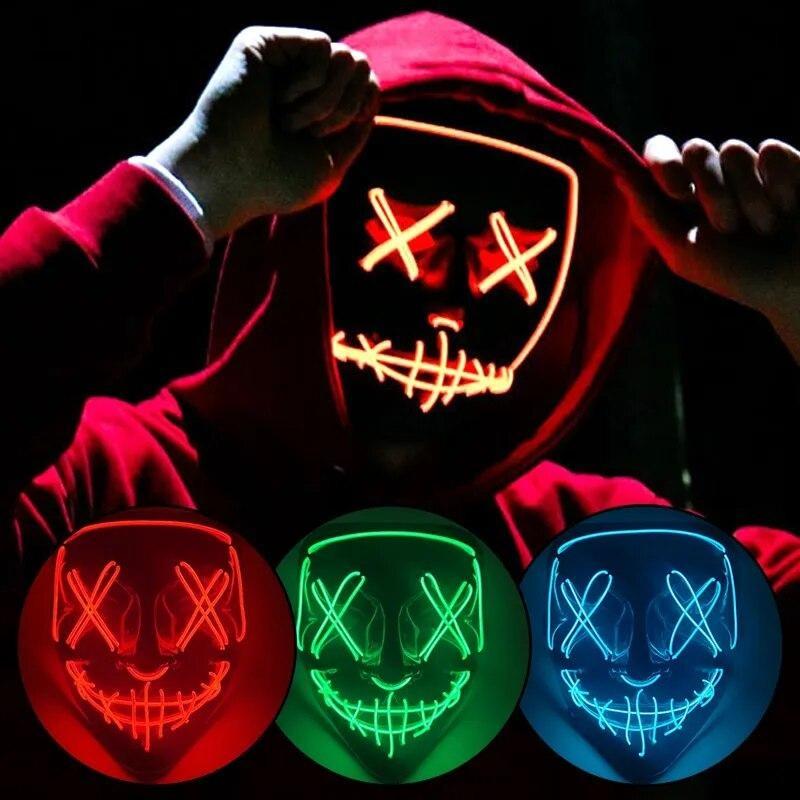 Neon Nightmare Purge Mask Light Up LED Halloween Face Mask - TikTok Shop