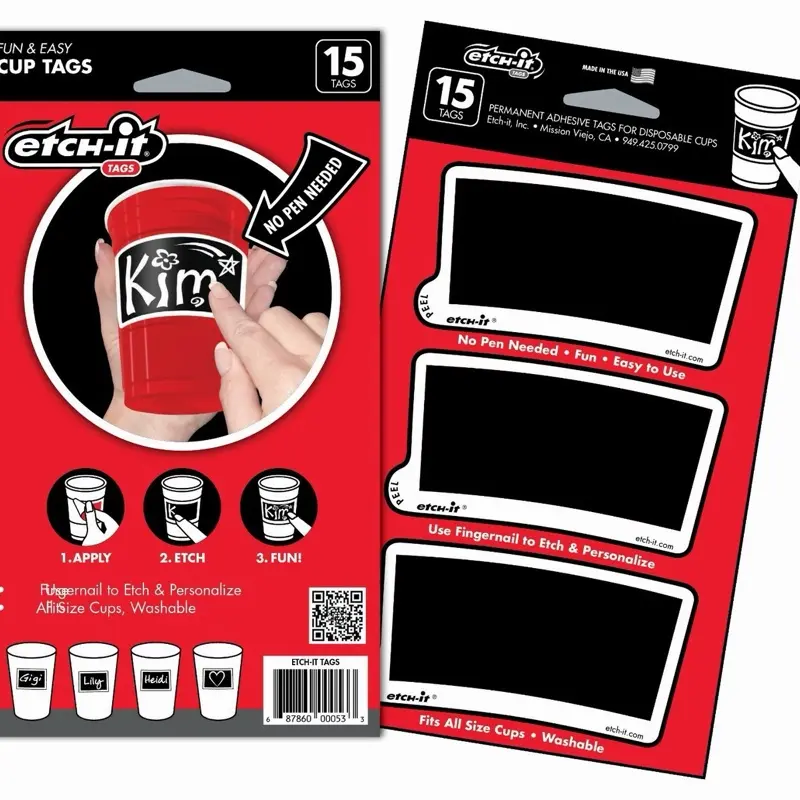 Etch-it Cup Tags - Disposable Cup Stickers, Personalized Cup Labels ...