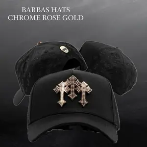 All-Black 'LA' Embroidered Cap with Subtle Rhinestone Accents: Sleek ...