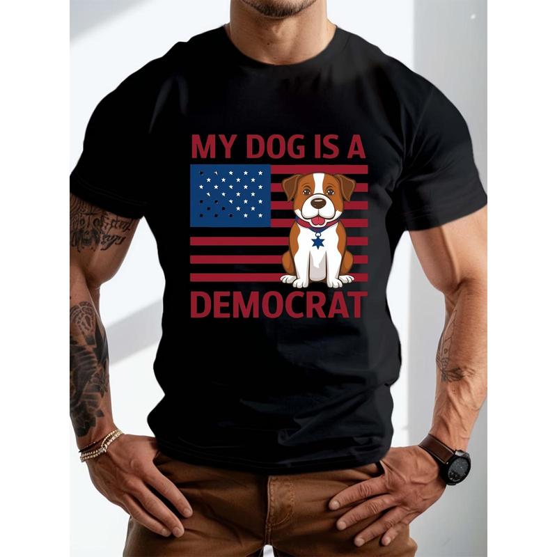 Men'S Summer T-Shirt | Democrat Dog Graphic Print, Short Sleeve, Crew ...