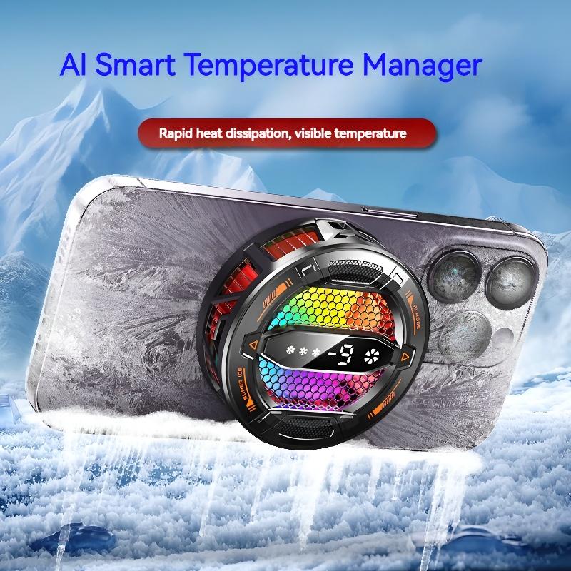 Black Phone Cooler with Digital Display Temperature Magnetic Clip for ...