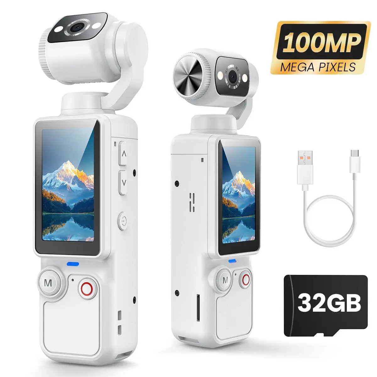 Portable 2.5K Ultra HD Video Recorder with 180 ° Rotating Lens ...