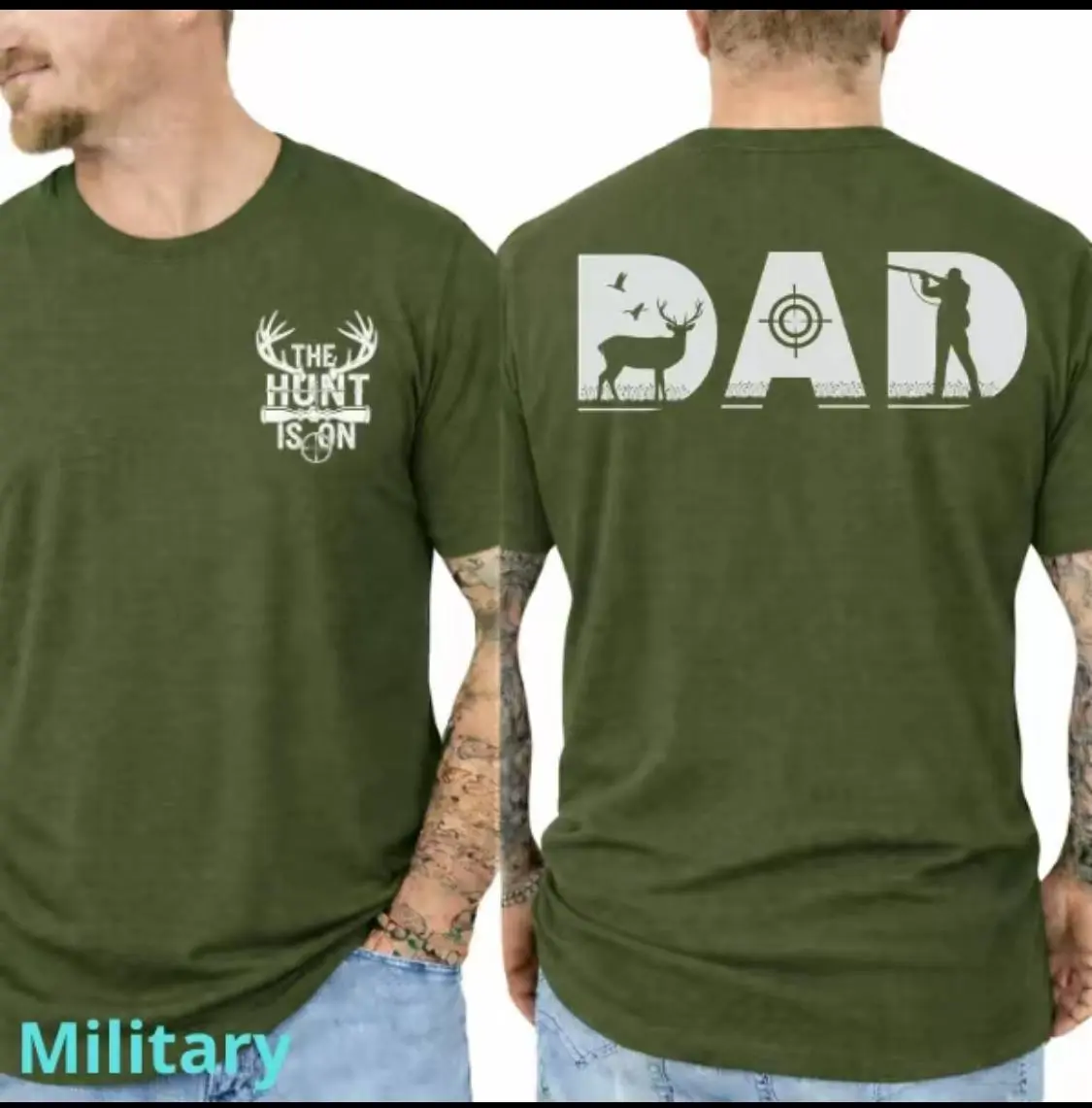Hunting Dad T-Shirt, "The Hunt Is On" Deer Hunter Graphic Tee, Father's ...