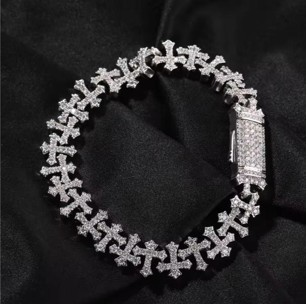 Holy Shine Cross Bracelet - Diamond-Inspired Links with Cubic Zirconia ...