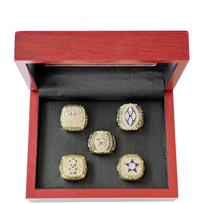 Golden color 5pcs/set dallas football world championship rings set with ...