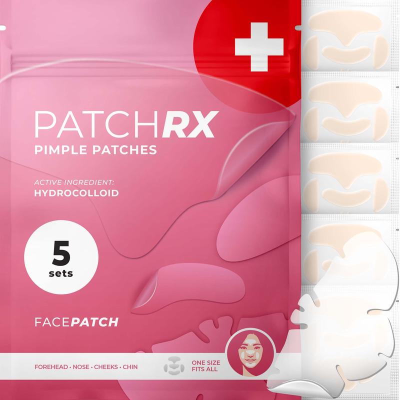PatchRx Full Face Pimple Patches (5 Sets) - Hydrocolloid Acne Masks ...