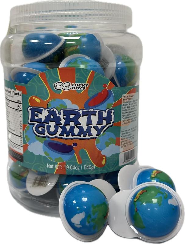 Lucky Boys Earth Gummy Candy With Fruity Liquid Center Fat Free Perfect ...