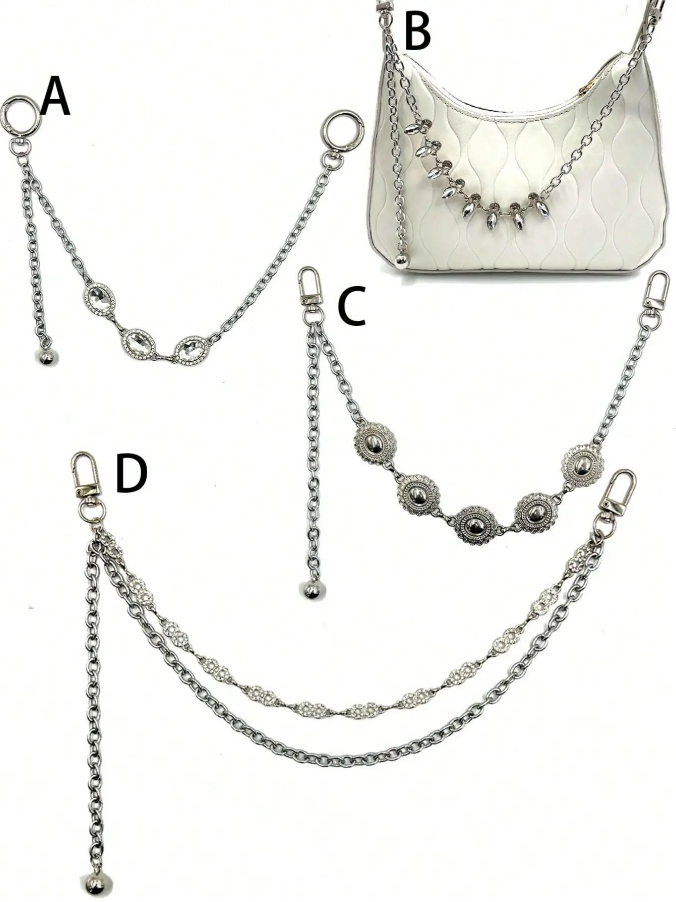 Elegant Rhinestone Chain Metal Bag Accessory, Fashion Chain Strap ...
