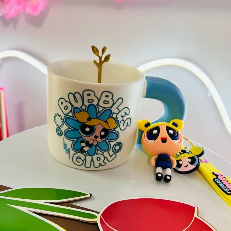 11-ounce mug featuring a Powerpuff design, plus 3D keychains. - TikTok Shop