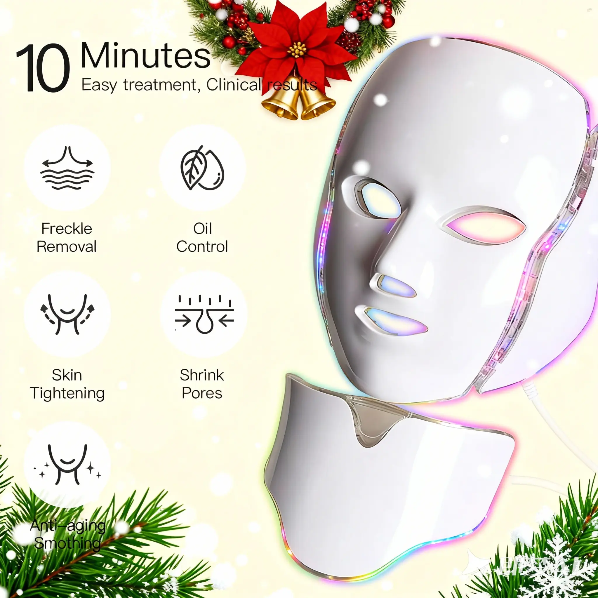 Red Light Face Mask-7 color Masks For Face and neck,LED Face Mask for ...