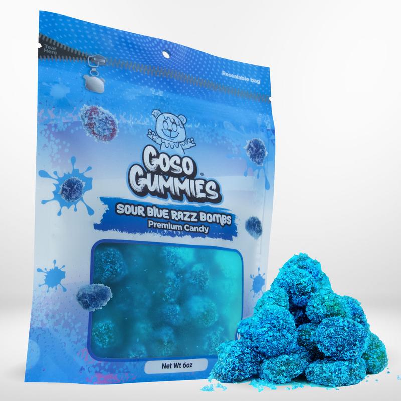 Goso Gummies Sour Blue Razz Viral Gusher Bombs 6oz Candy - Fruit - TikTok Shop