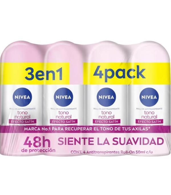 NIVEA Tono Natural 4 pack All Day Protection Antiperspirant Roll On ...