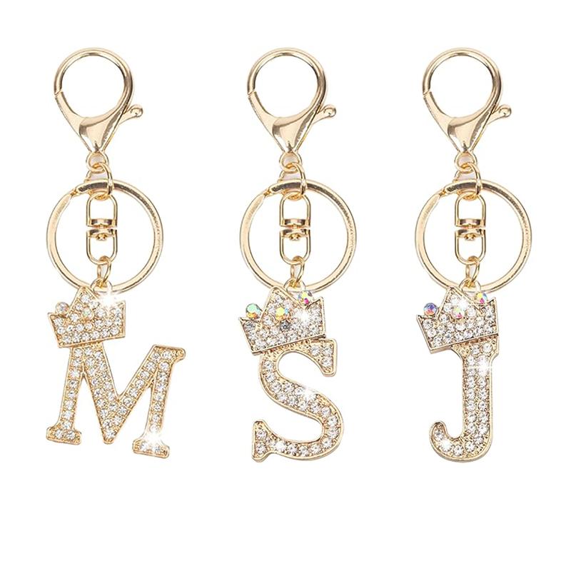 Queen (Three-Piece Set) Alphabet Ladies Diamond Sparkling Keychain ...