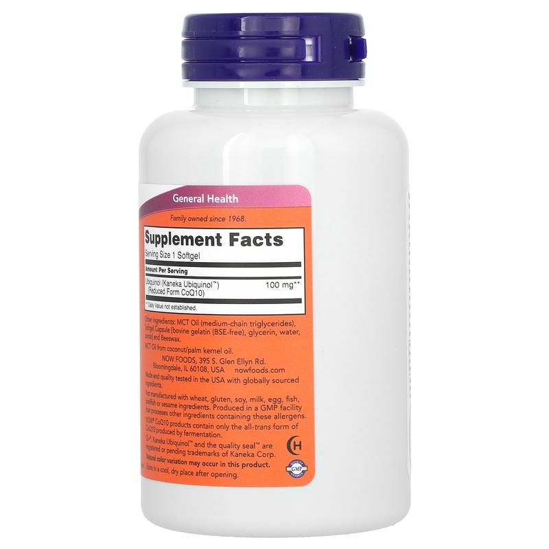 NOW Foods Ubiquinol, 100 mg, 120 Softgels