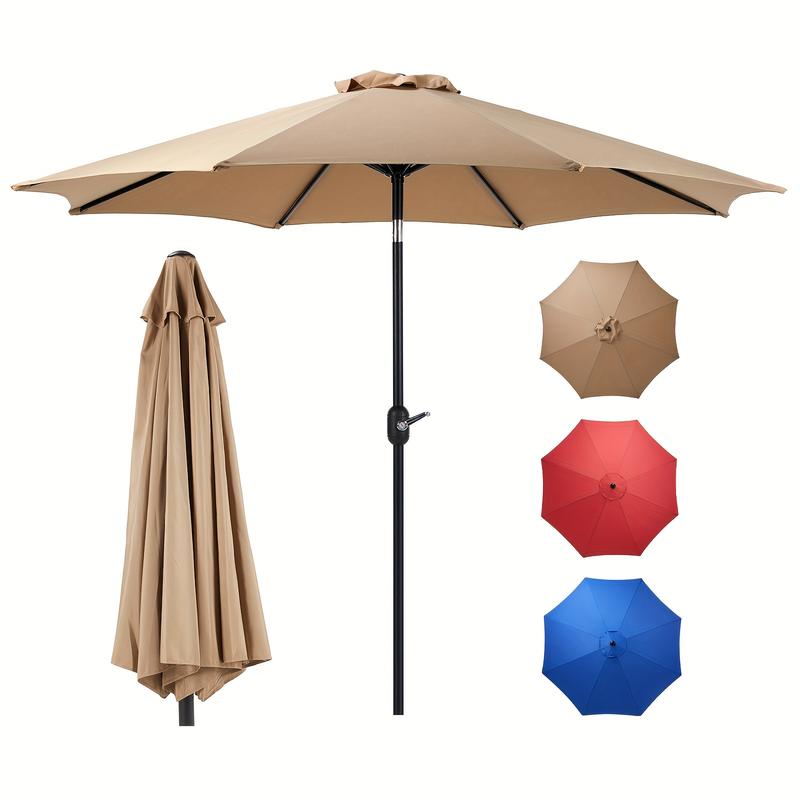 9 FT Outdoor Umbrella, Patio Table Umbrella with Push Button Tilt and ...