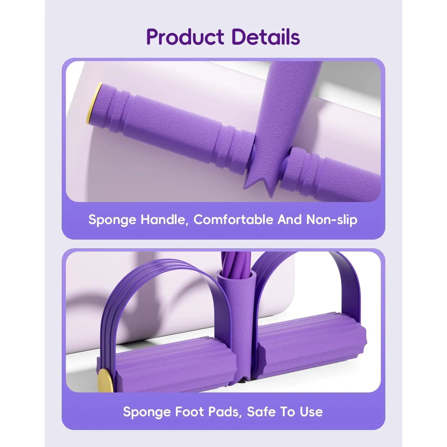 Pedal Resistance Band with Handle,6-Tubes Elastic Pull Rope Fitness ...