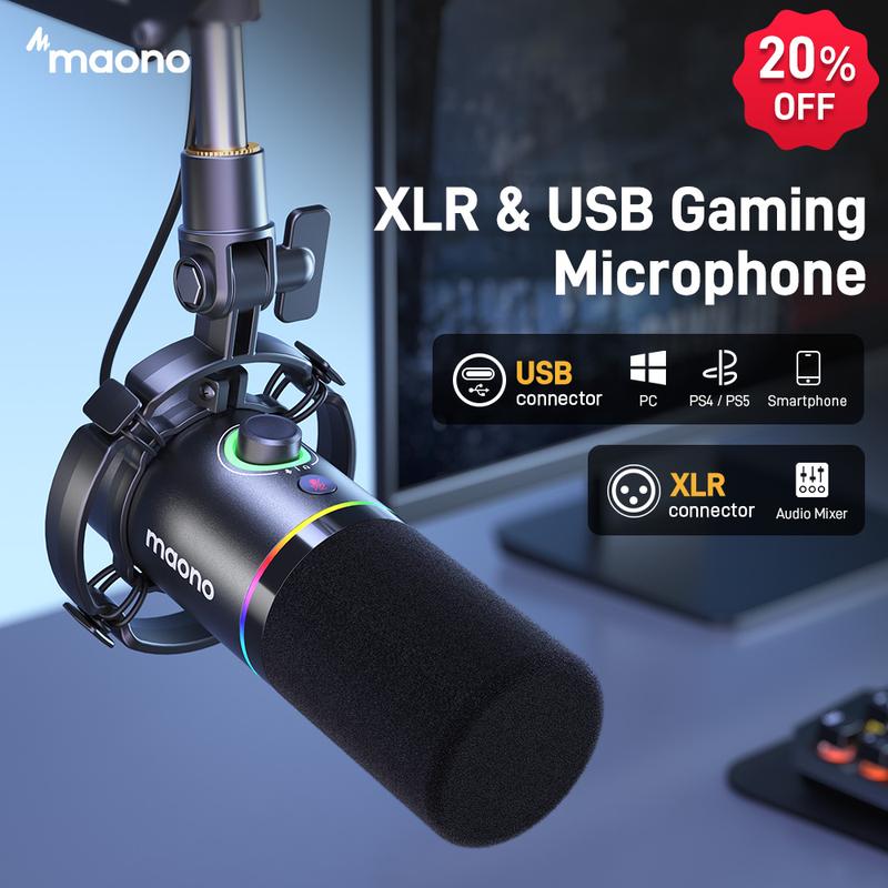 Maono PD200X USB & XLR Desktop Audio Dynamic Gaming Mic, Set up with ...