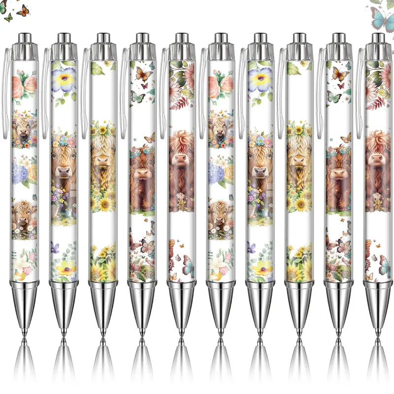10/ 5pcs Highland Cow Pens Set | Cow Print Pen Kawaii Cute Supplies ...