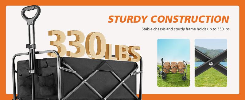 【Labor Day】SweetFurniture Collapsible Foldable Wagon Cart with All ...