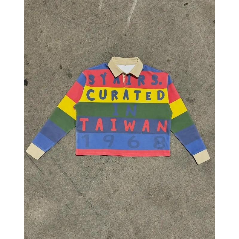 Syairs Curated New Retro Streetwear Letters Elements Polo Shirt Women ...