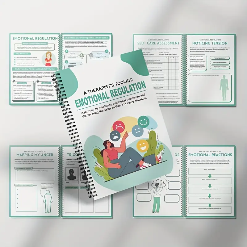 Emotional Regulation Workbook Set, Therapeutic Practice Sheets, Self ...