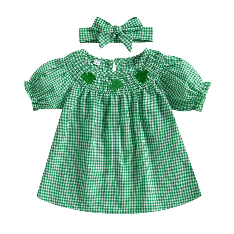 Toddler Girl St Patricks Day Outfit Baby Girls Shamrock Plaid Dress ...