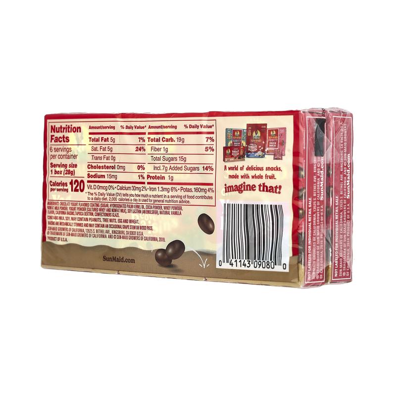 Sun-Maid Yogurt Covered Raisins, Chocolate, 6 Boxes, 1 oz (28 g) Each