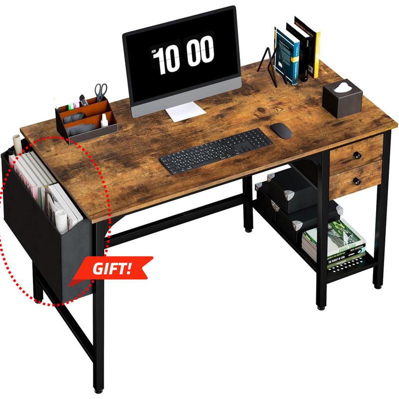 Lufeiya Computer Desk with Drawers - 40 Inch Work Reversible Small Desk ...