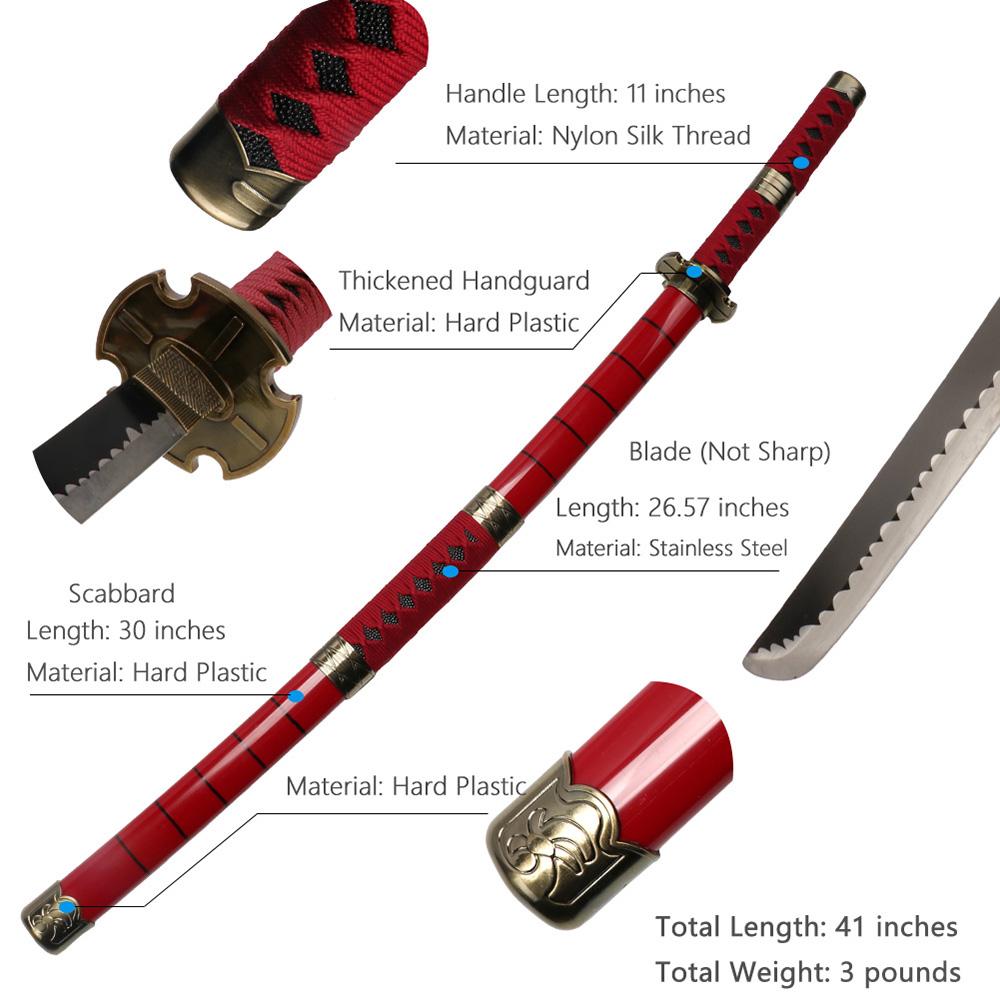 41 inches Real Roronoa Zoro Cosplay Sword Sandai Kitetsu Samurai Katana ...